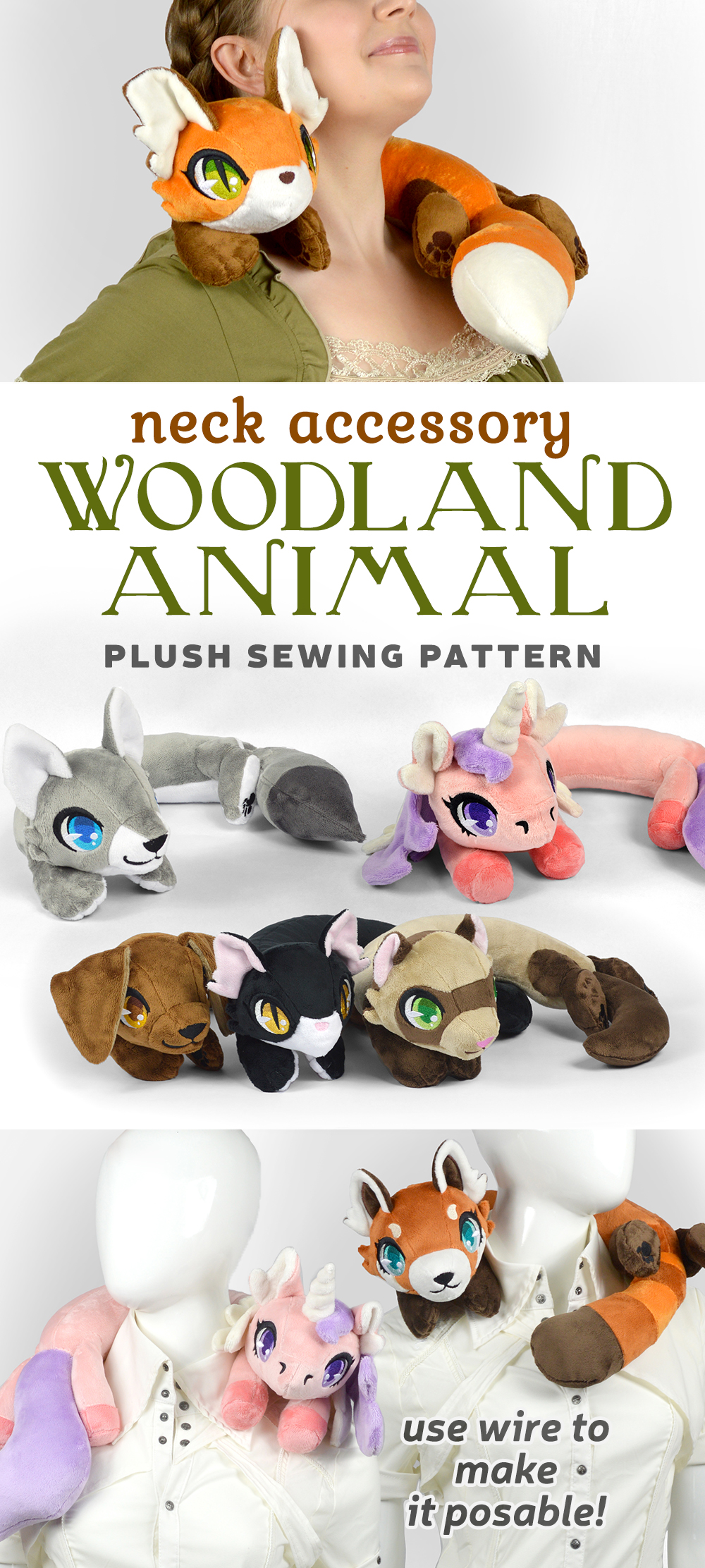 Woodland Animal Neck Plush Sewing Pattern – Sew Desu Ne?