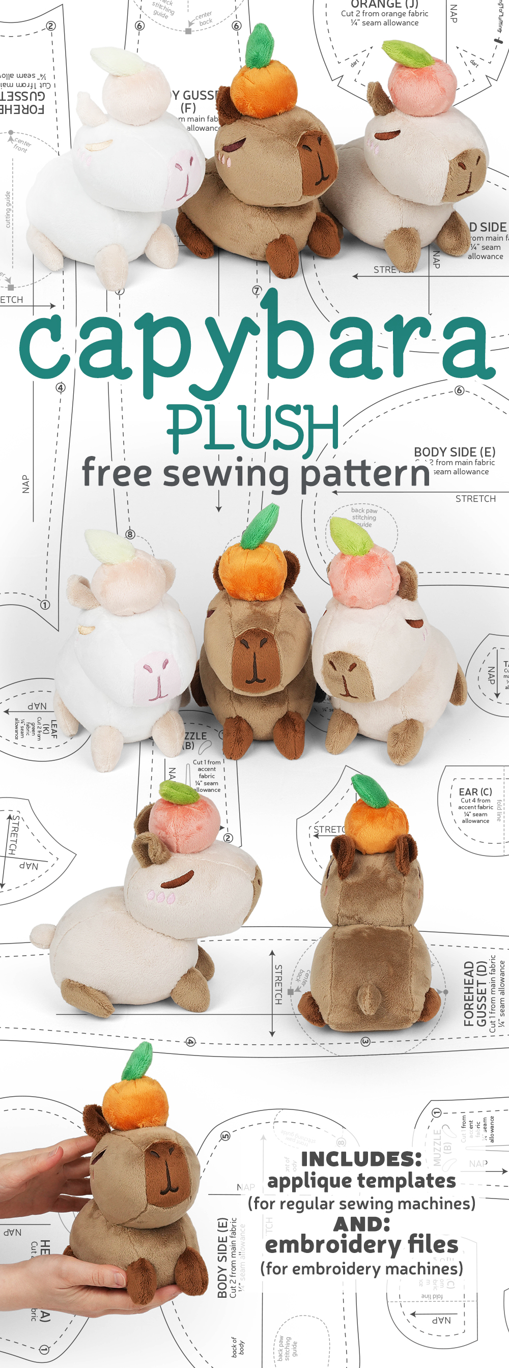 Capybara Plush Sewing Pattern – Sew Desu Ne?
