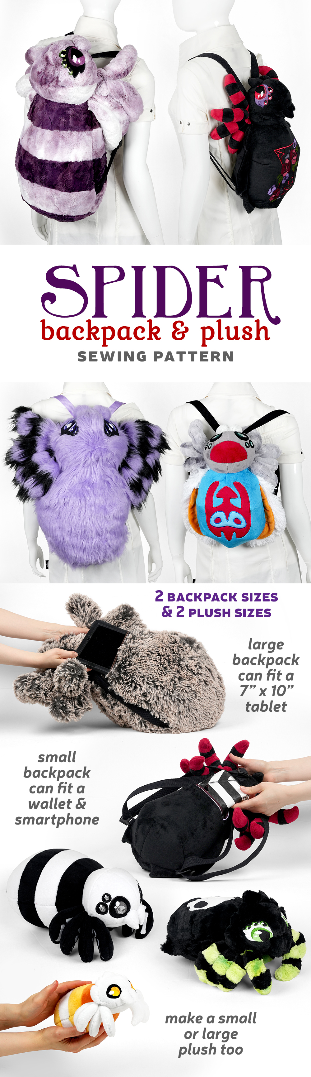 Spider Backpack & Plush Sewing Pattern – Sew Desu Ne?