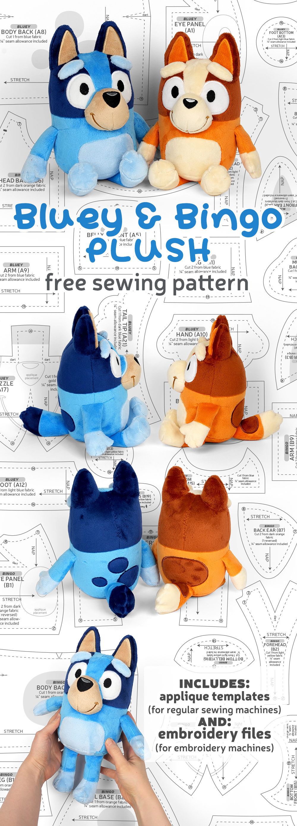 Bluey and Bingo Plush Sewing Pattern – Sew Desu Ne?