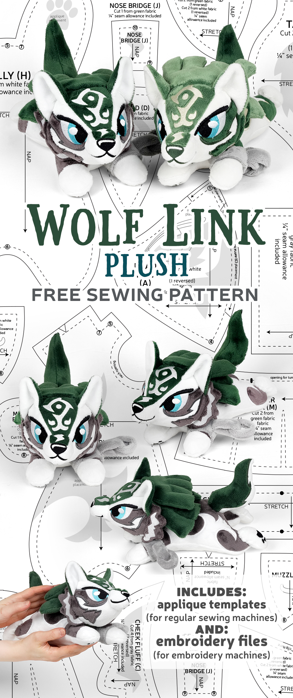 Wolf Link Plush Sewing Pattern – Sew Desu Ne?