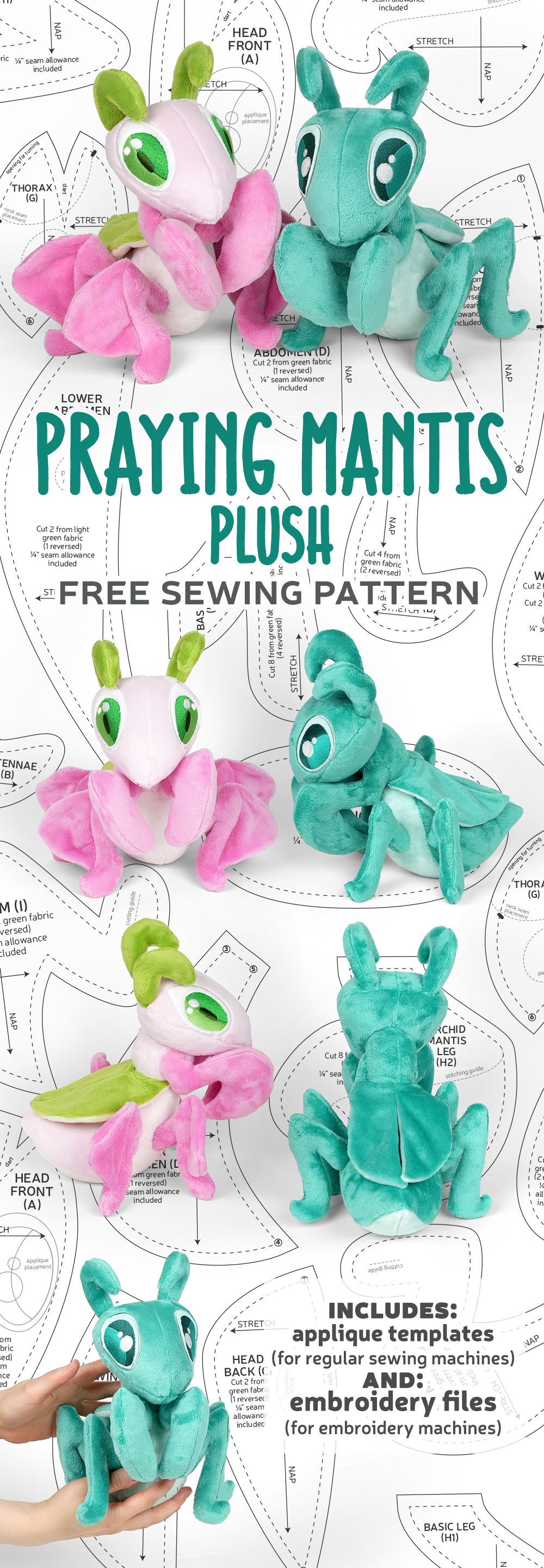 Praying Mantis Plush Sewing Pattern – Sew Desu Ne?