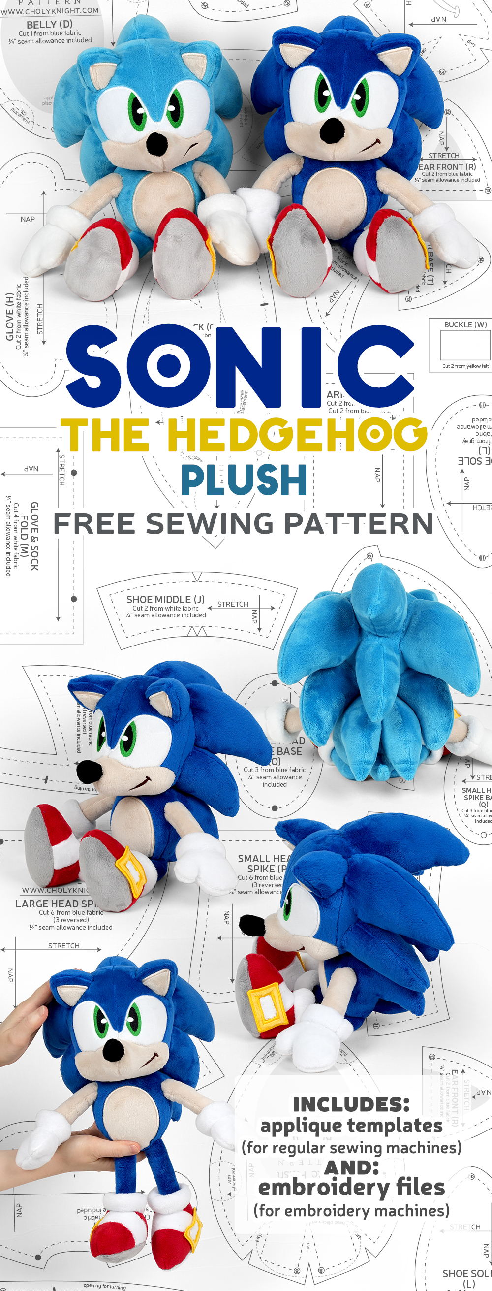 Sonic Plush Sewing Pattern – Sew Desu Ne?