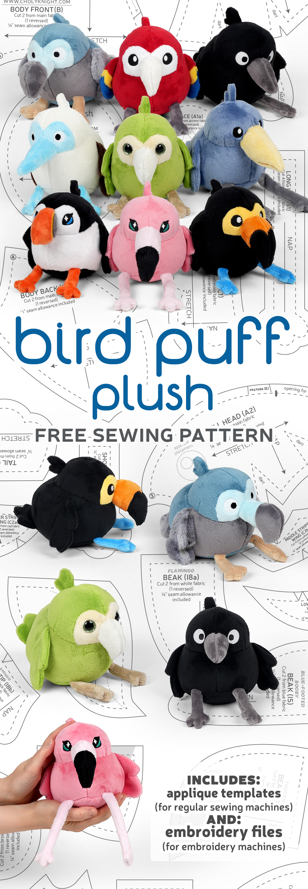 Bird Puff Plush Sewing Pattern – Sew Desu Ne?