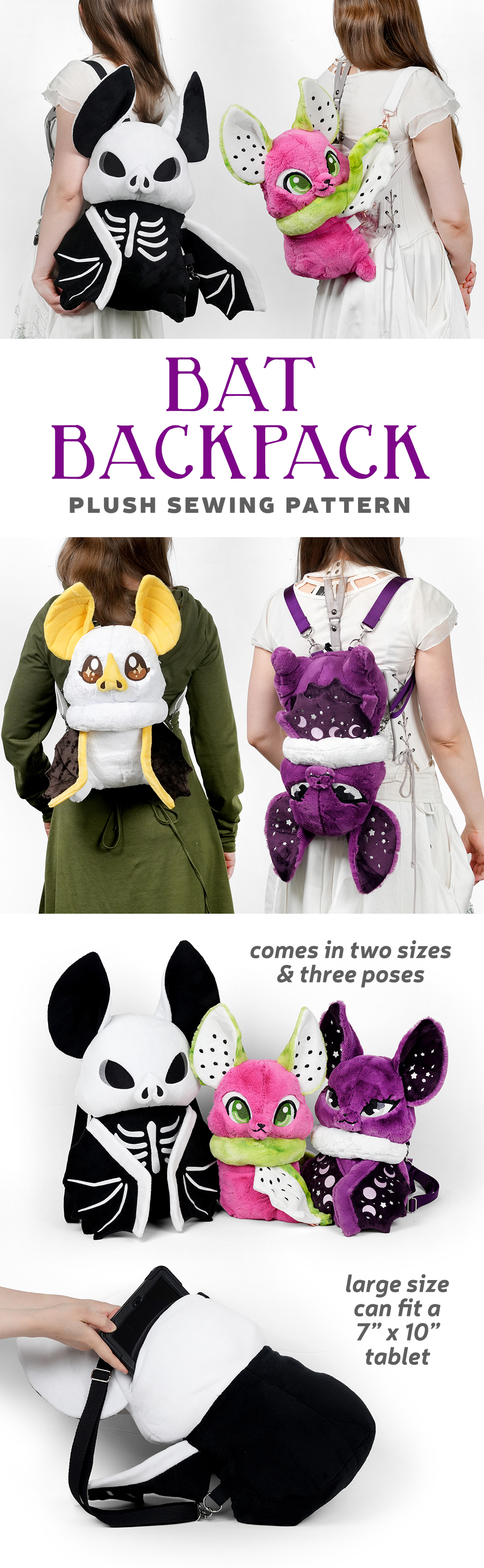 Bat Backpack Plush Sewing Pattern – Sew Desu Ne?
